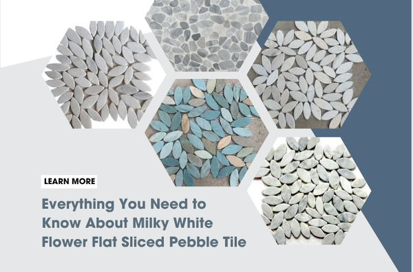 Design with Milky White Flower Flat Sliced Pebble Tile | TileHub