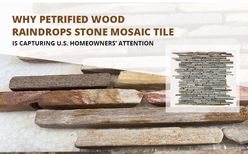 Where to Buy Authentic Petrified Wood Raindrops Stone Mosaic Tile
