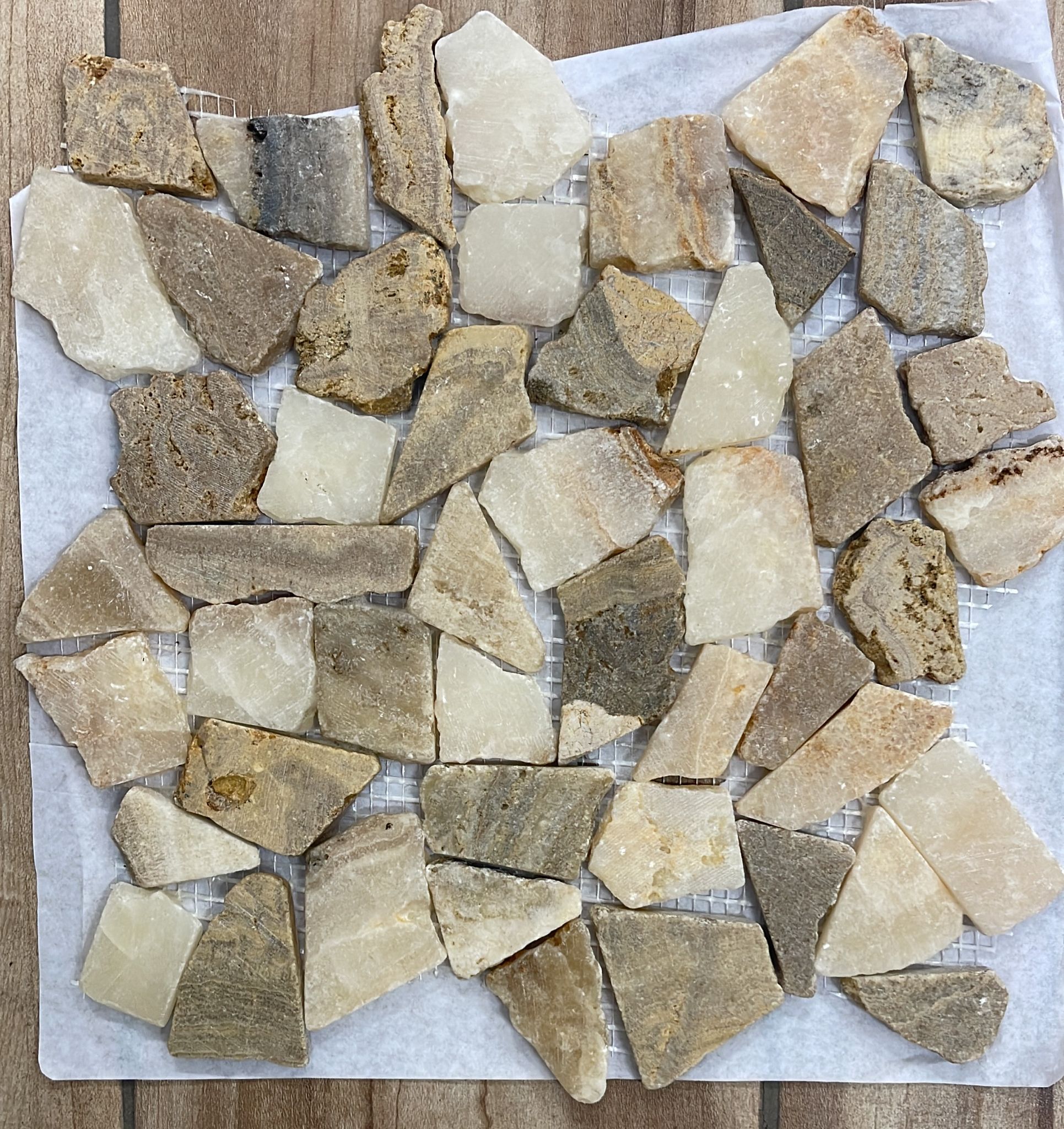 Glazed Tan And White Quartz Mosaic Tile | Tile Hub