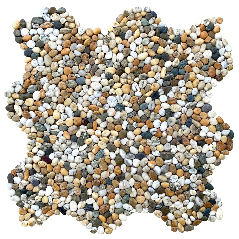 Yellow Gold Mixed Mini Pebble Tile | Tile Hub