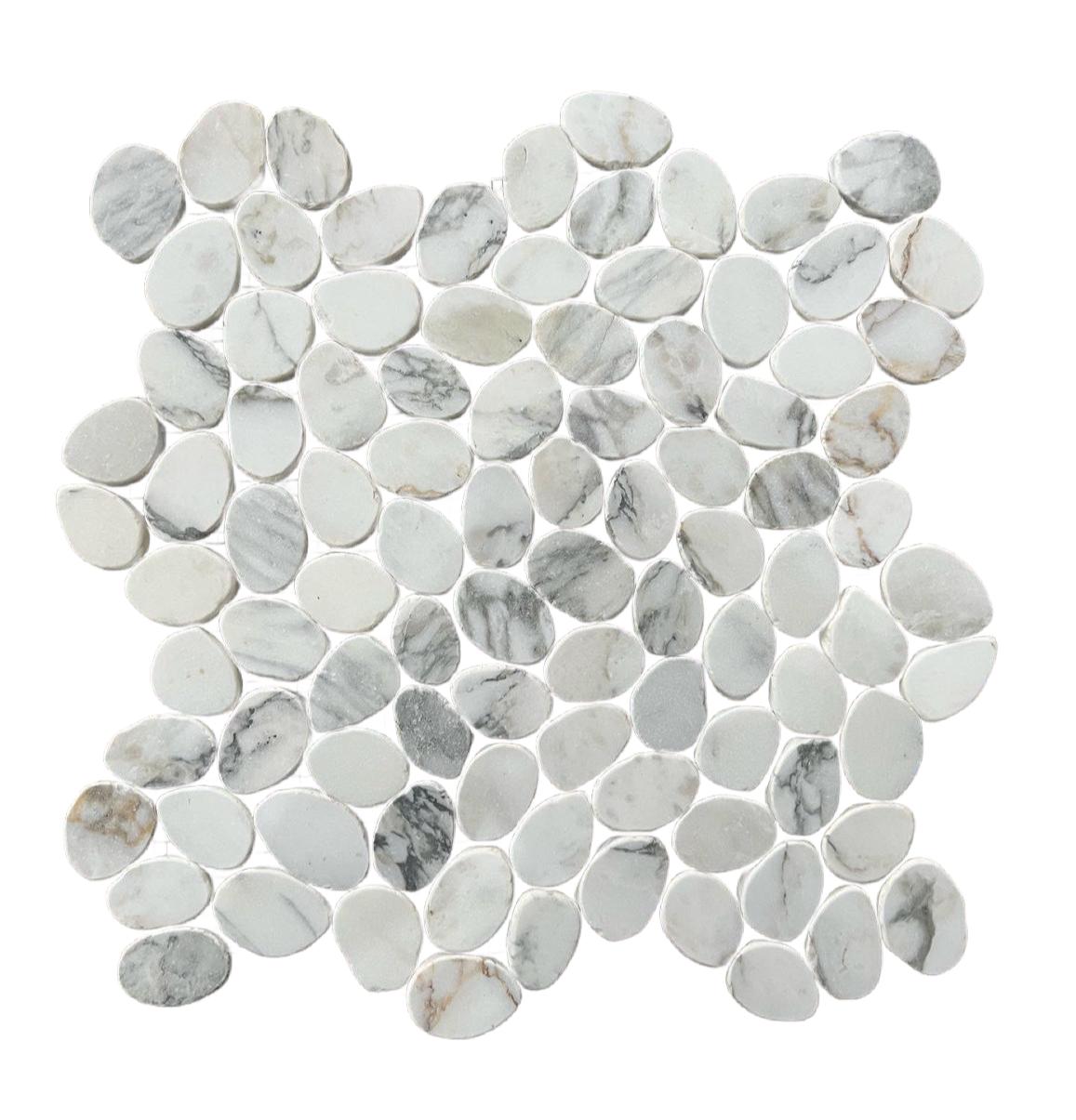 Calacatta Mini Sliced Marble Mosaic Tile | Tile Hub