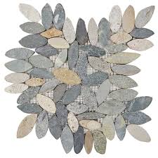 Mix 4 Colours Flower Pebble Stone Mosaic Tiles | Tile Hub