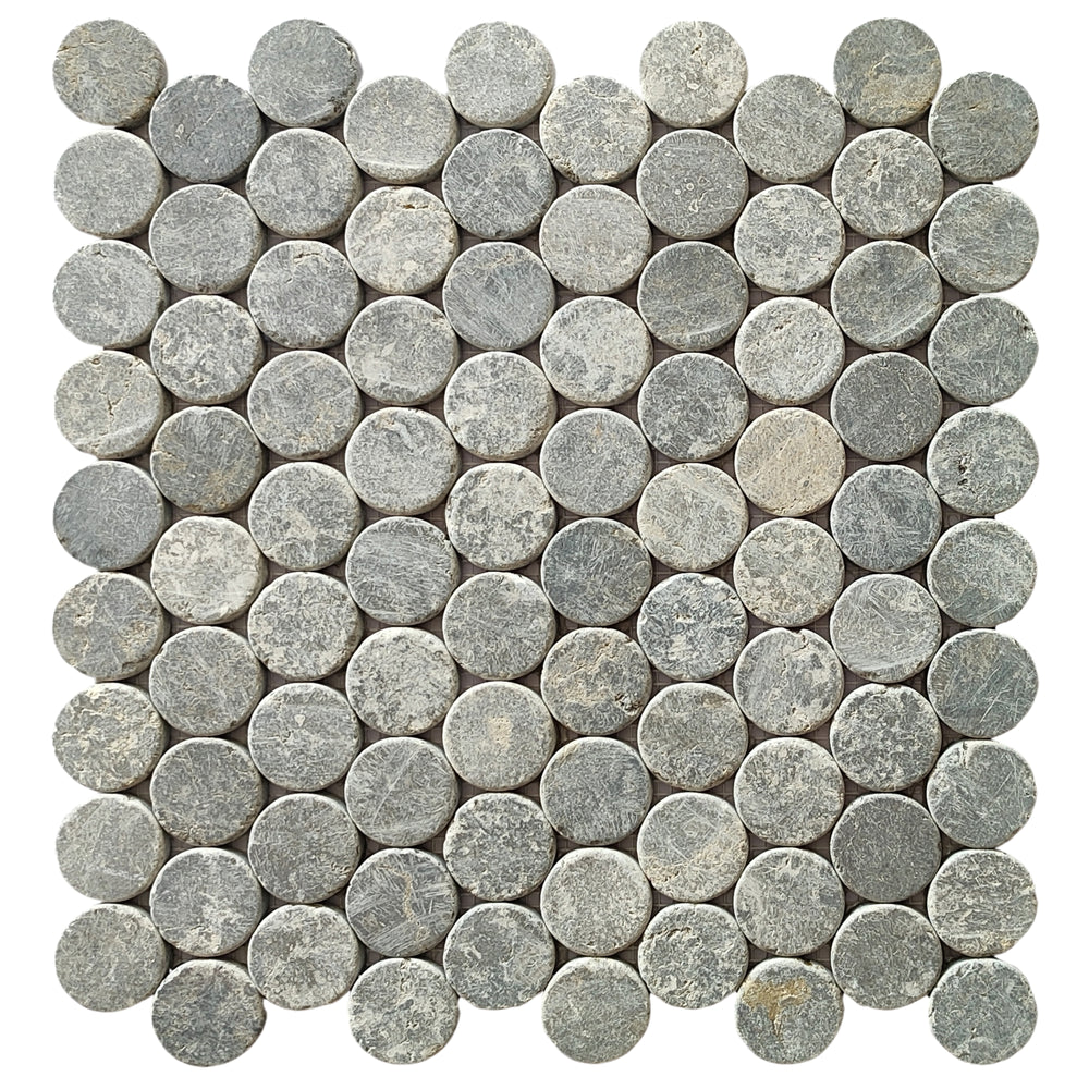 Stone Grey Penny Round Marble Mosaic Tile | Tile Hub