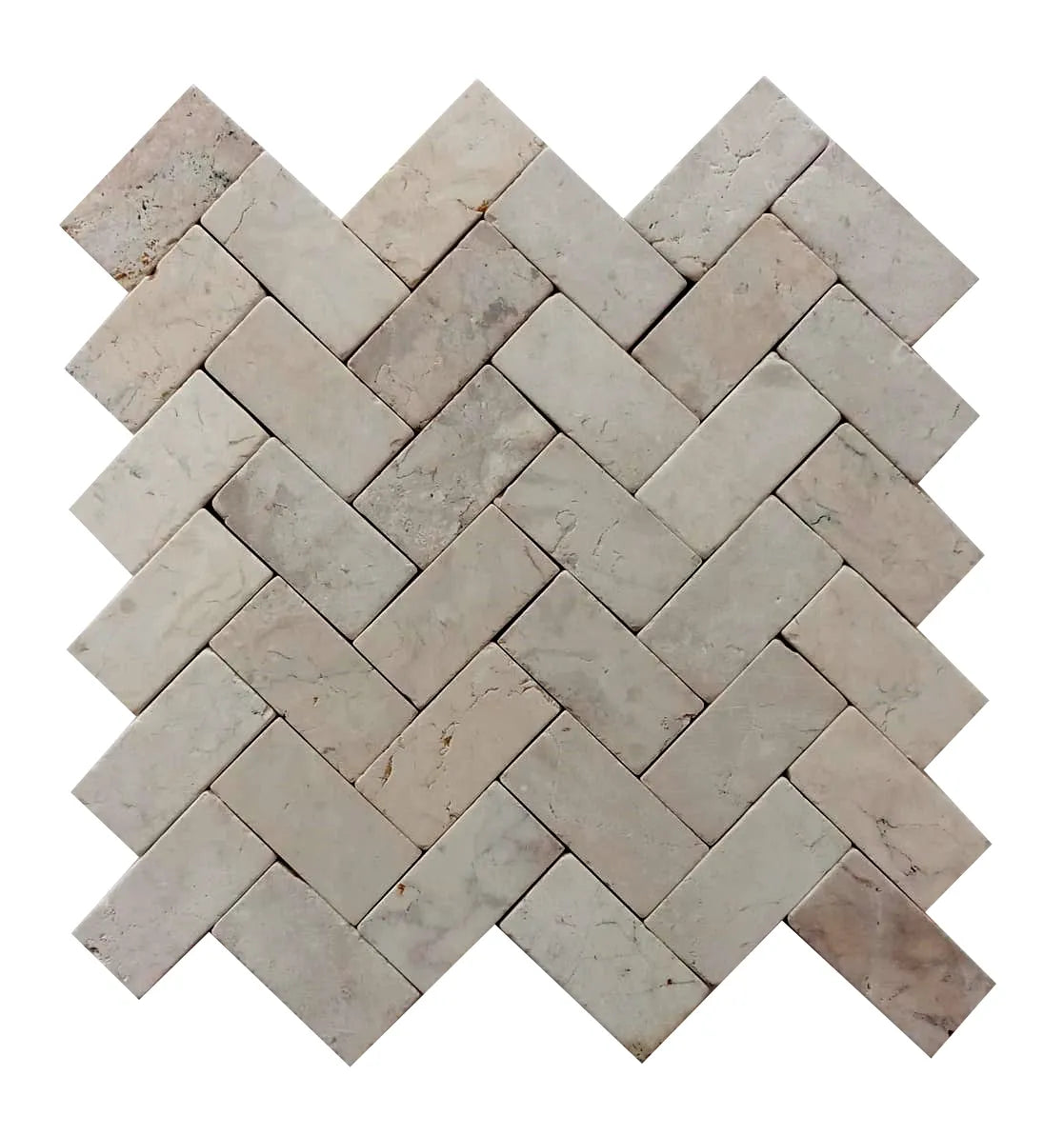 Cream Herringbone Stone Mosaic Tile | Tile Hub