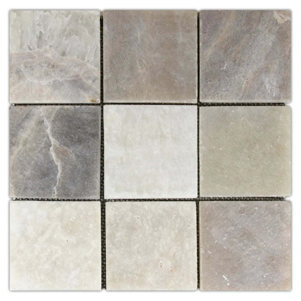 Mixed Quartz 4x4 Stone Mosaic Tile | Tile Hub