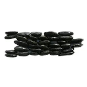 Polished Black Standing Pebble Tile | Tile Hub