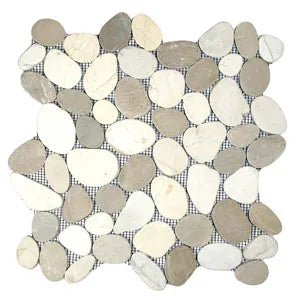 Sliced Java Tan and White Pebble Tile | Tile Hub